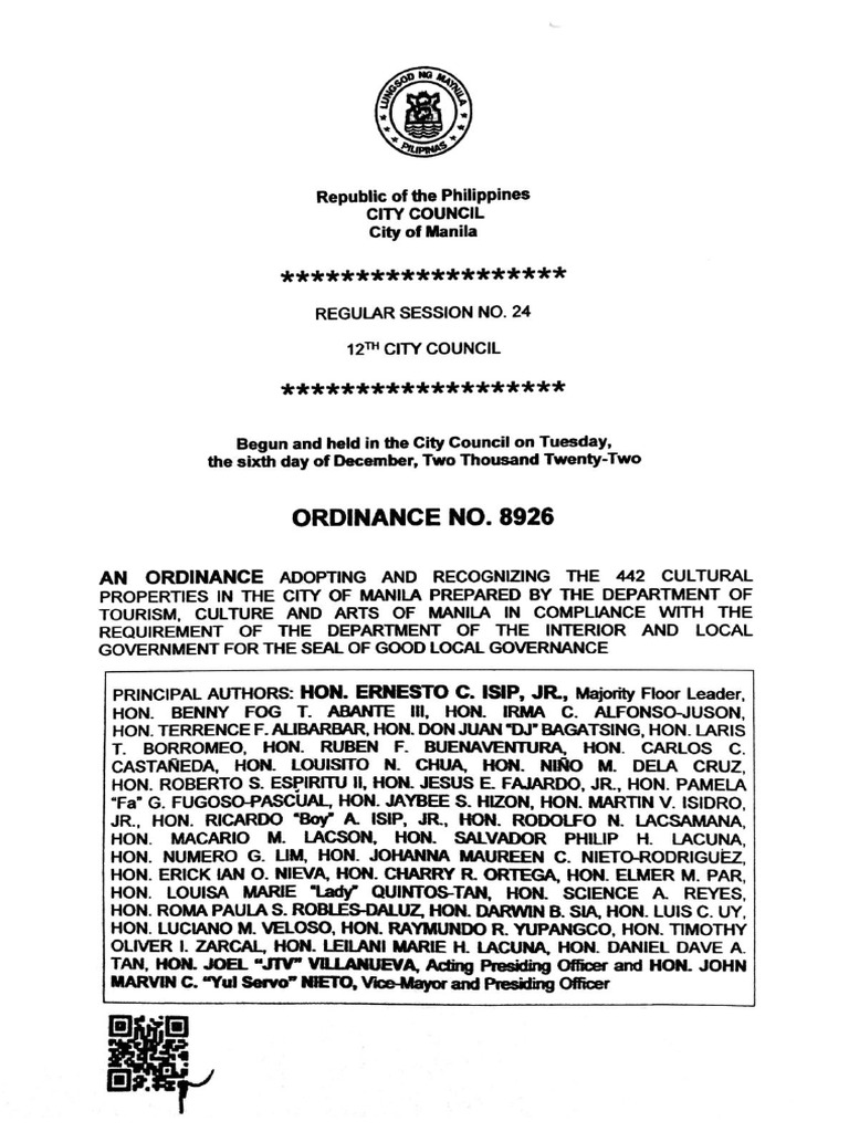 Manila Ordinance-No.-8926 | PDF