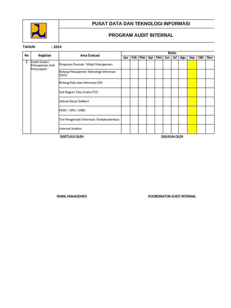 9.2 Program Audit & Jadwal Audit 37001 - PUSDATIN | PDF