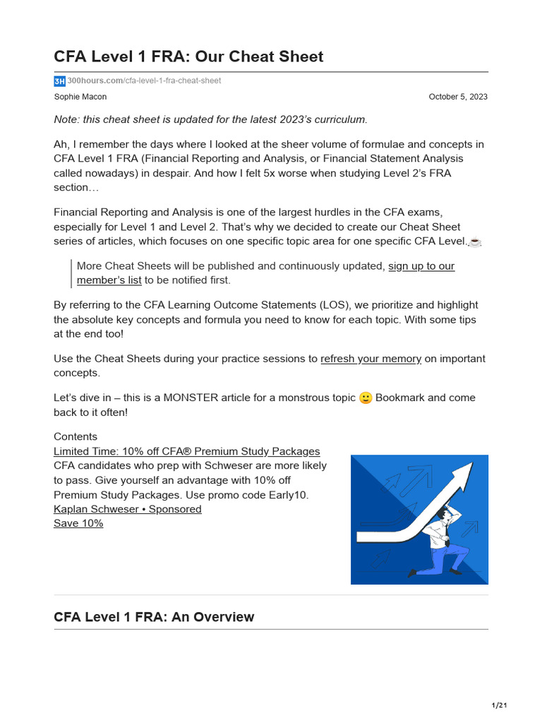 CFA Level 1 FRA Our Cheat Sheet | PDF