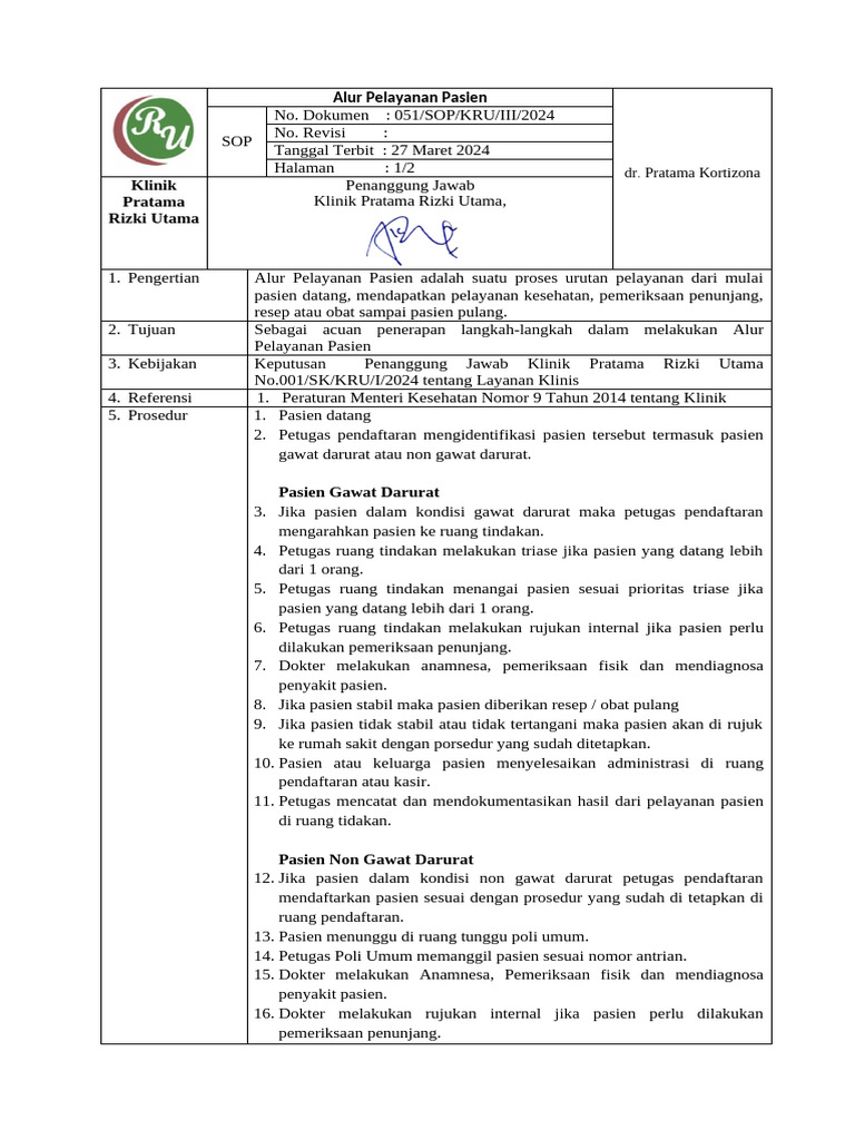 51. SOP Alur Pelayanan | PDF