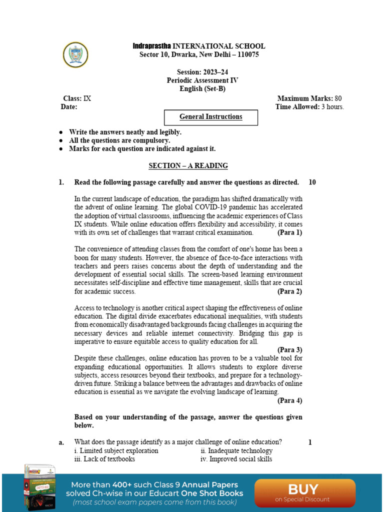 Indraprastha International School Paper 47 | PDF