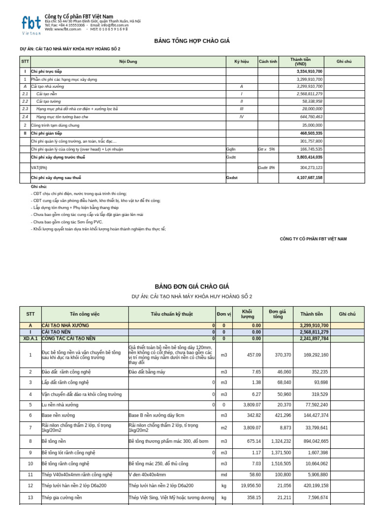 20240725-Quotation - FBT - NM Huy Hoang 2 | PDF