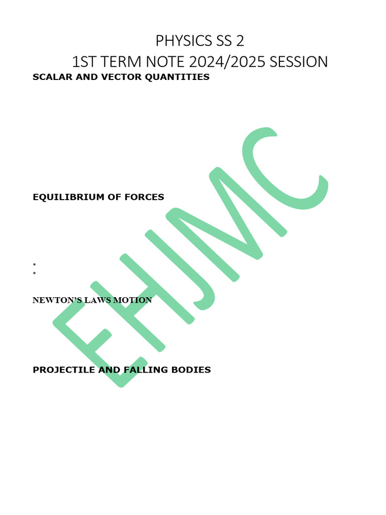 Physics SS2 First Term 2024 2025 | PDF