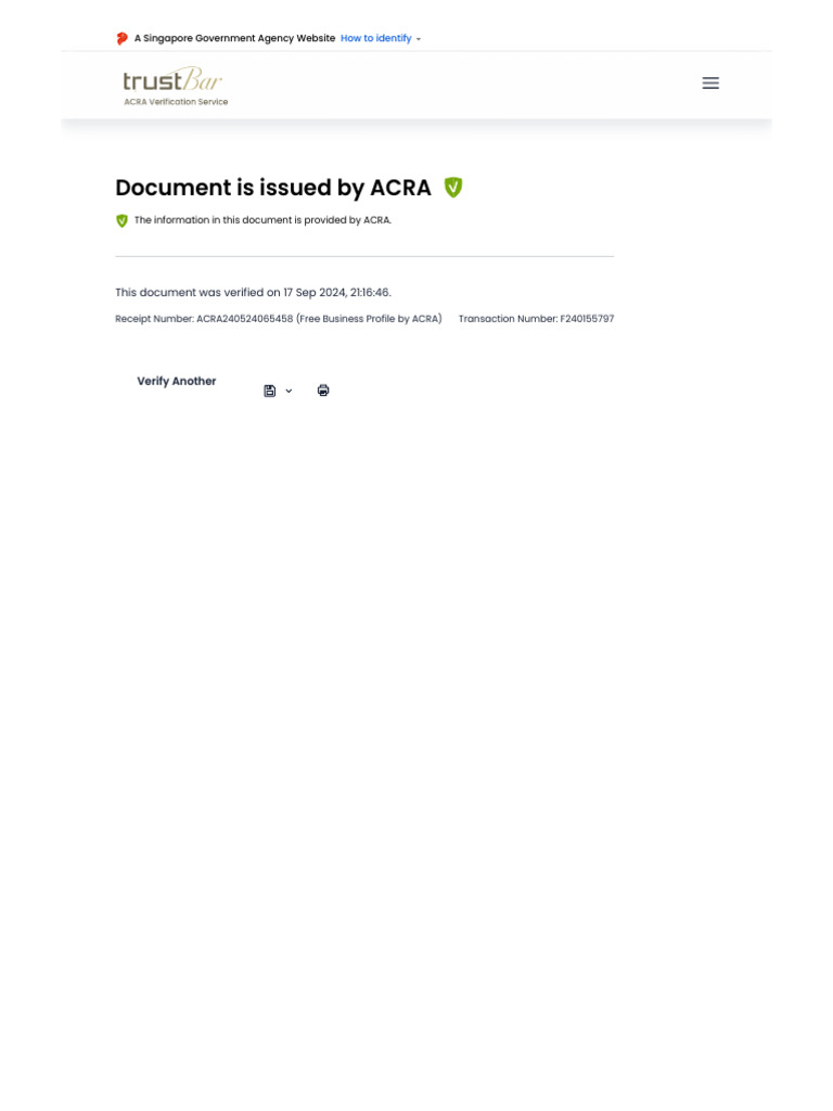 ACRA Verification Service - Trustbar | PDF | Business | Finance & Money ...