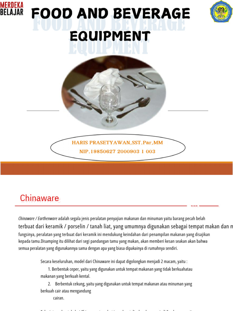 MATERI FBS EQUIPMENT Harpras | PDF | Tableware | Cooking, Food & Wine