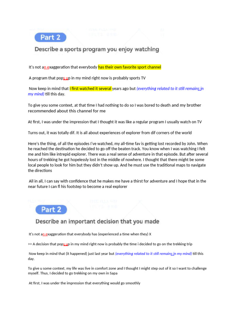 Part 2 Speaking | PDF