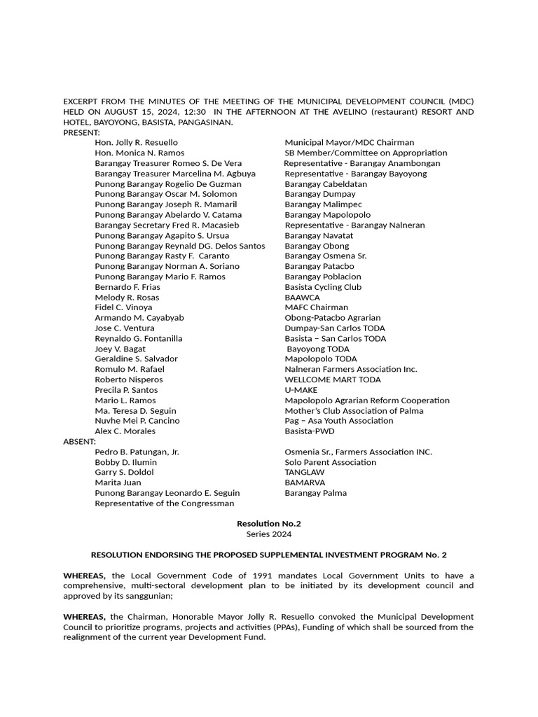 MDC Resolution (1) | PDF