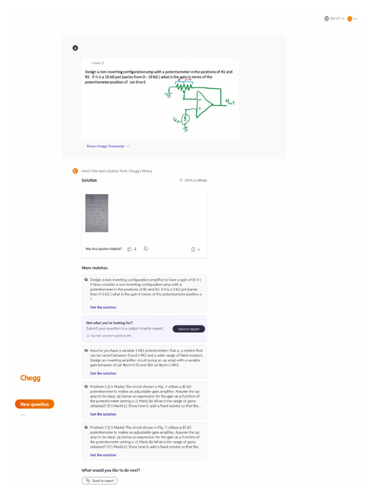 Screencapture Chegg Homework Help Questions and Answers Problem 7 Design Non Inverting ...
