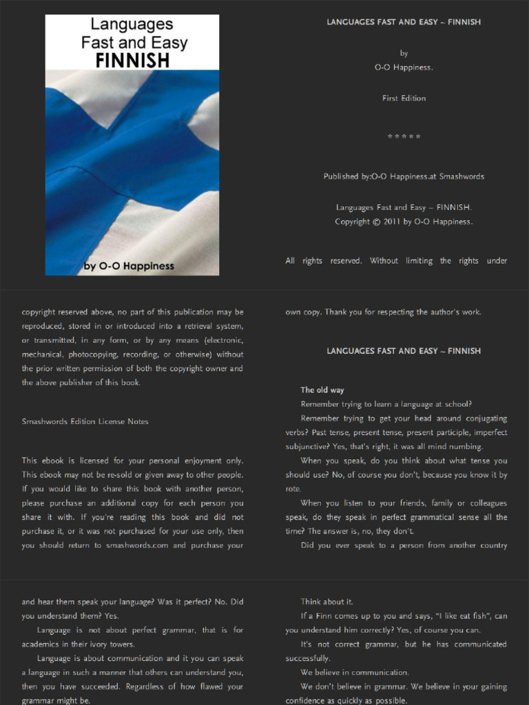 O-O Happiness. Languages Fast and Easy - Finnish | PDF