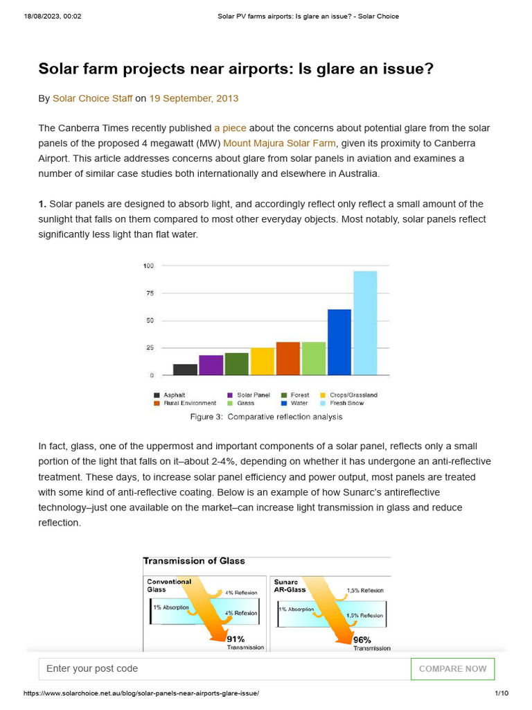 Solar PV Farms Airports - Is Glare An Issue - Solar Choice | PDF