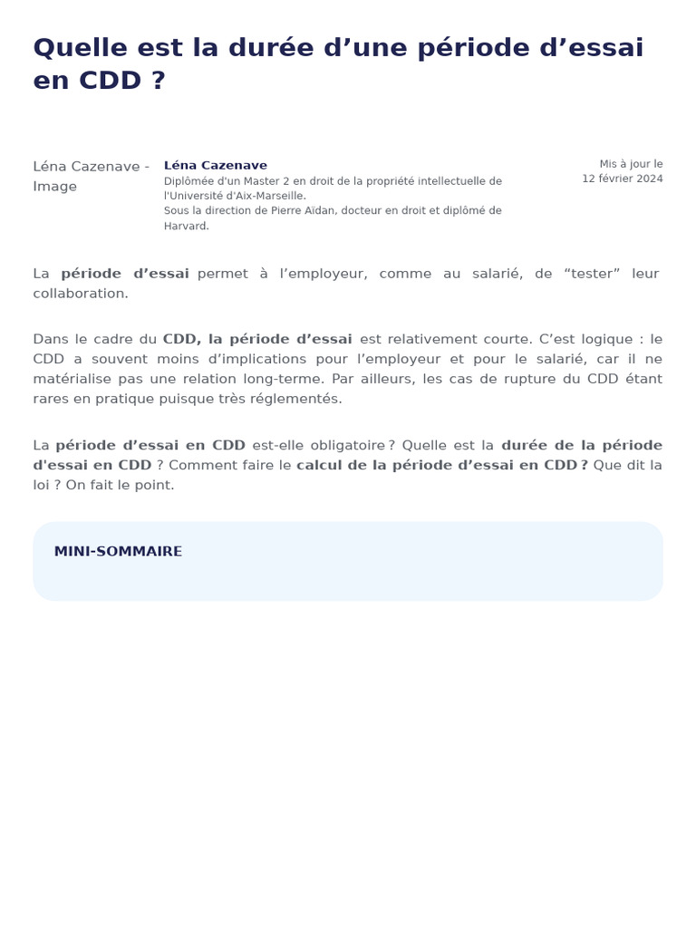 Periode Essai CDD | PDF