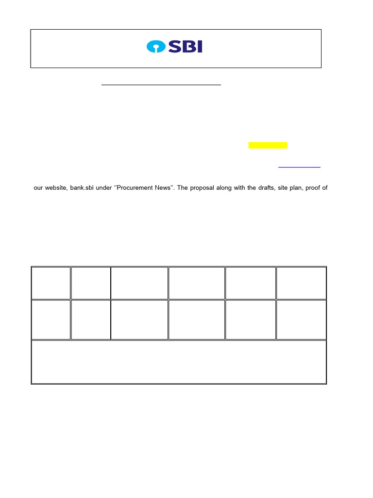 SBI TENDER MODEL TOWN PANIPAT Tender Method Series1 | PDF | Lease ...