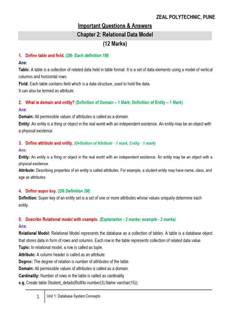 Unit 2_Relational Data Model | PDF Unit 2_Relational Data Model | PDF