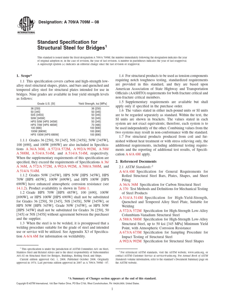 Astm A709 | PDF | Structural Steel | Steel