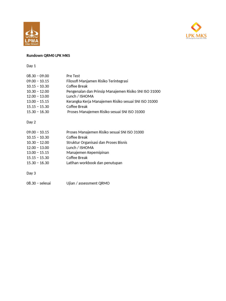 Rundown QRMO LPK MKS | PDF