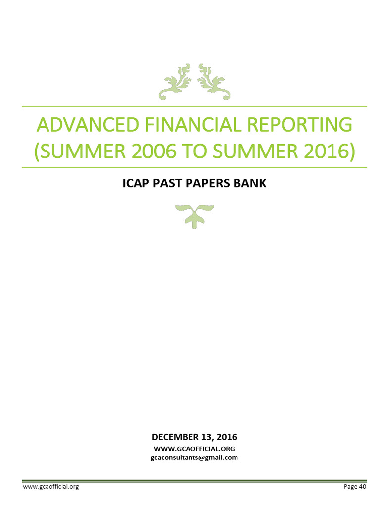 Advance Financial Reporting | PDF
