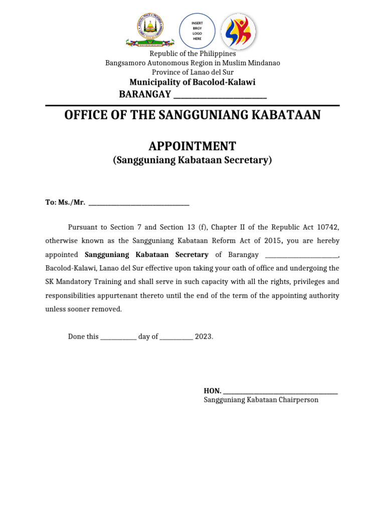 SK Secretary Appointment | PDF