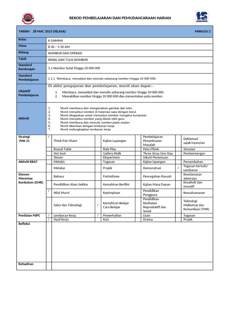6G. Membaca Dan Menulis Nombor | PDF