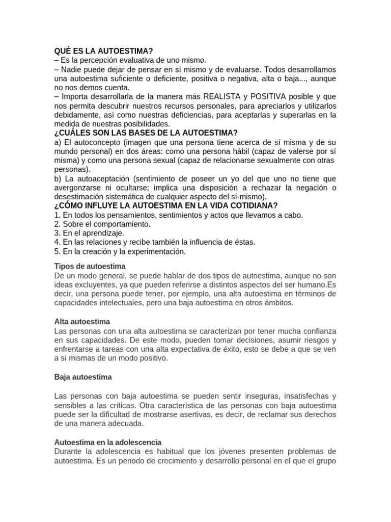 Taller Autoestima Pdf