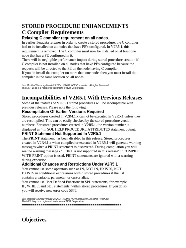 Stored Procedure Enhancements | PDF