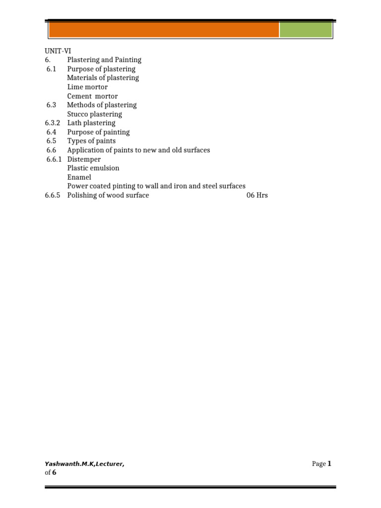 6. PLASTERING AND PAINTING | PDF