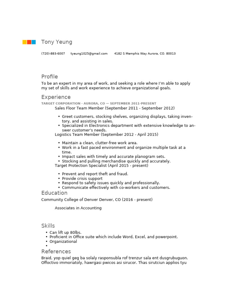 Tony Resume | PDF