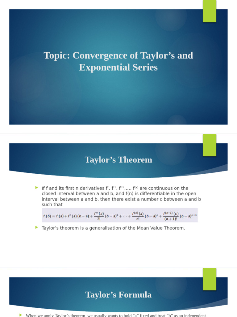 Exponential Series and Taylor Convergence | PDF | Language Arts ...