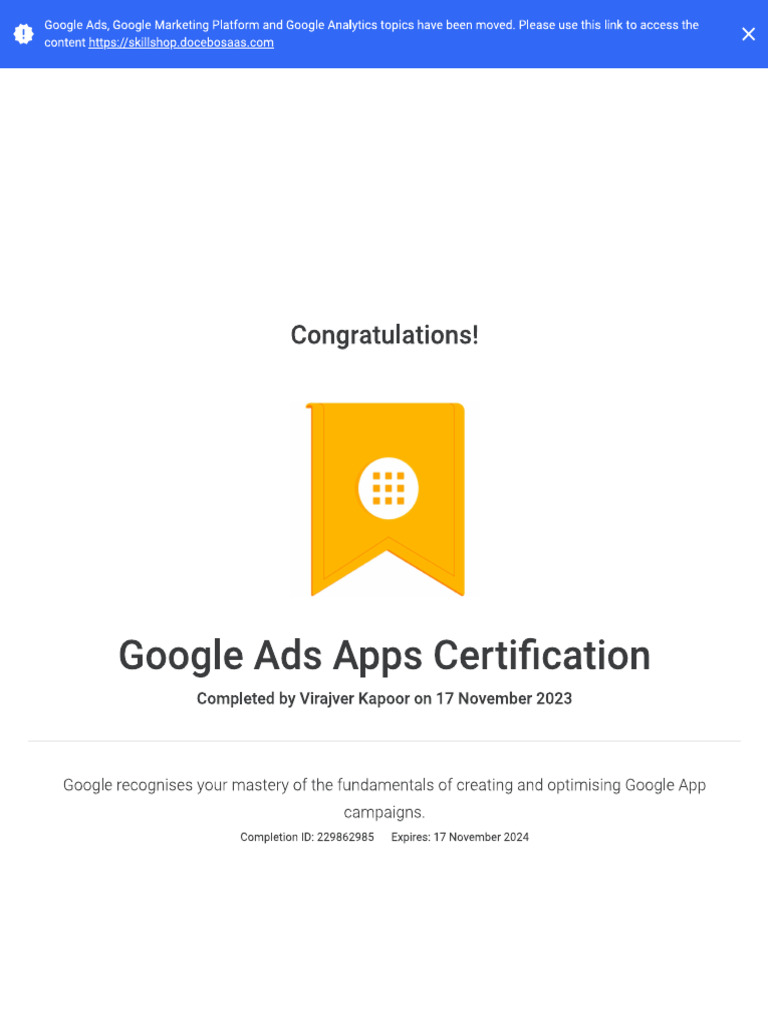 Google Ads Apps Certification | PDF
