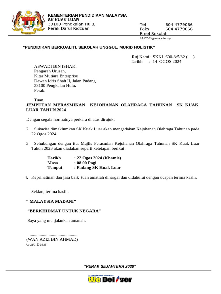 Surat Jemputan Perasmi | PDF