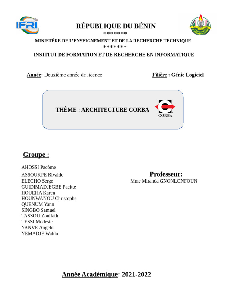 Exposé Architecture CORBA | PDF