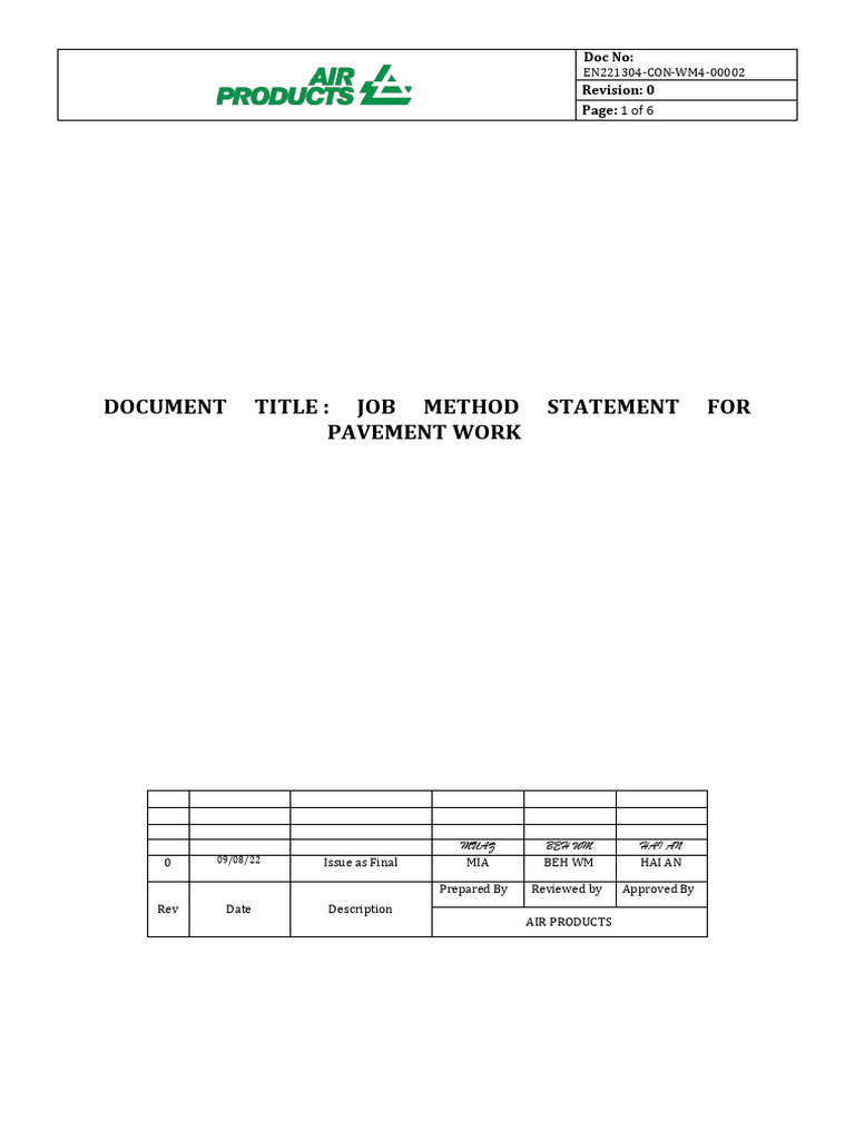 EN221304-CON-WM4-00002 - JMS For Pavement Work | PDF