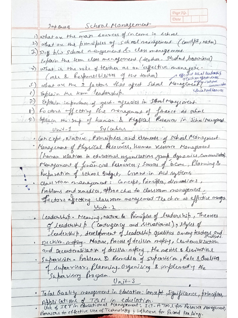 School Management Unit 1-2 | PDF
