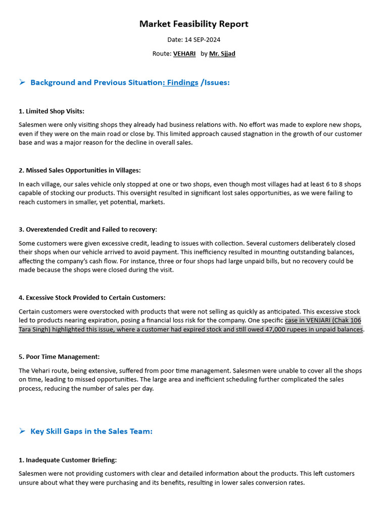 Market Feasibility Report | PDF | Sales | Finance & Money Management