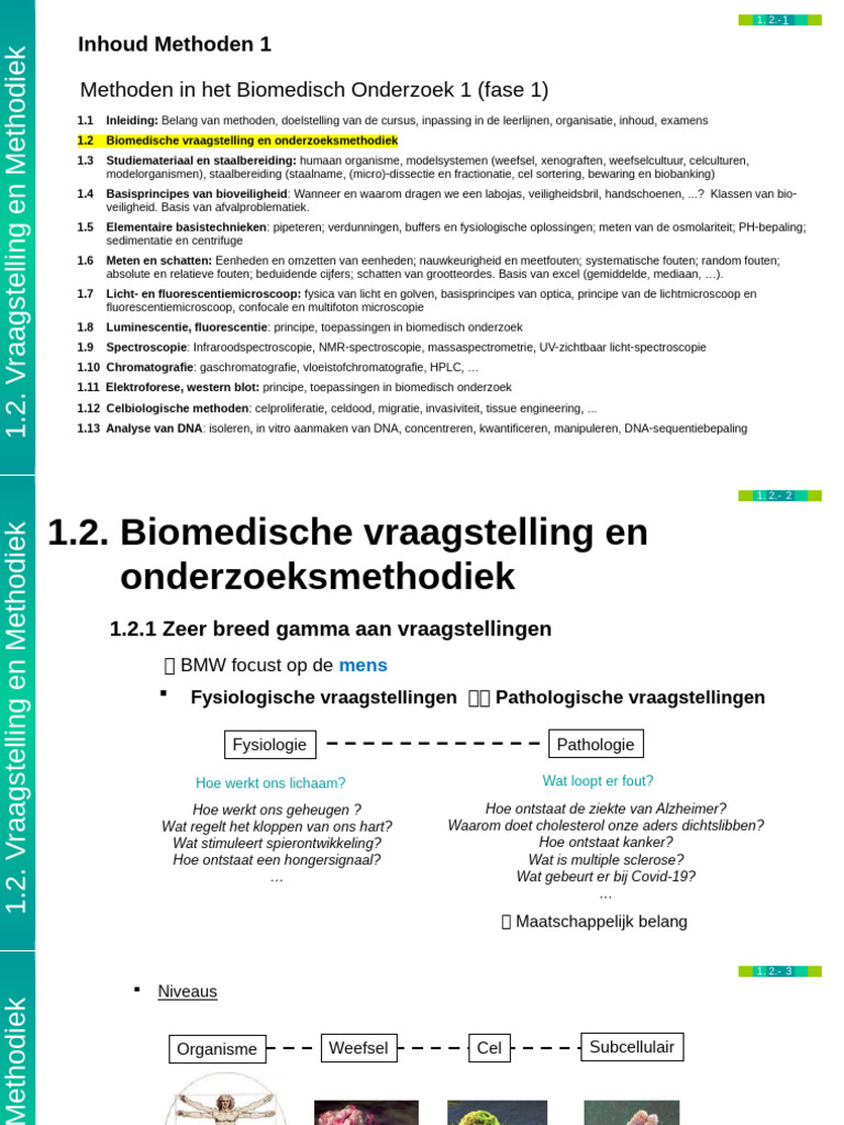 Methoden 1 HFST 2 Biomedische Vraagstelling 2023-2024 | PDF