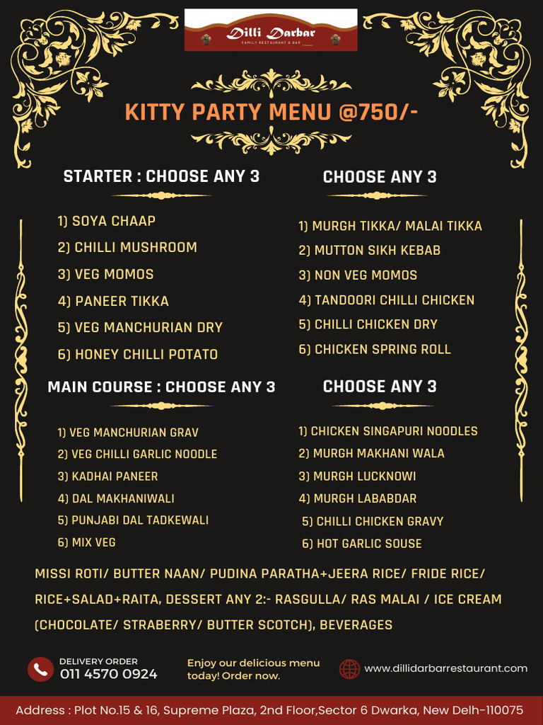 Dilli Darbar Kitty Menu | PDF