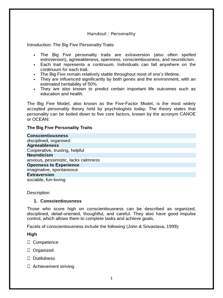 Handout Personality | PDF