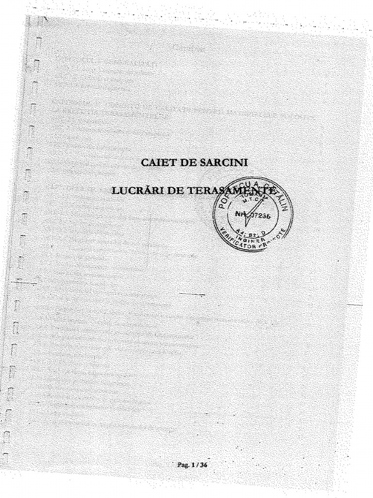 Caiet de Sarcini Lucrari de Terasamente | PDF