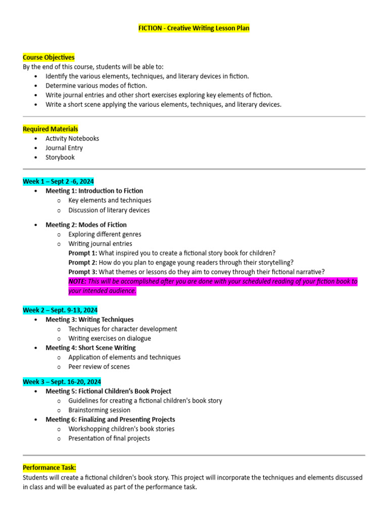 Fiction Syllabus | PDF