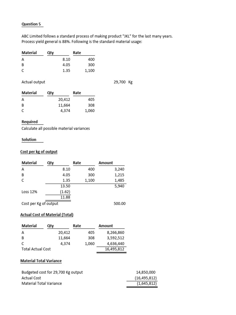 35th Homework CMA (Standard Costing) | PDF