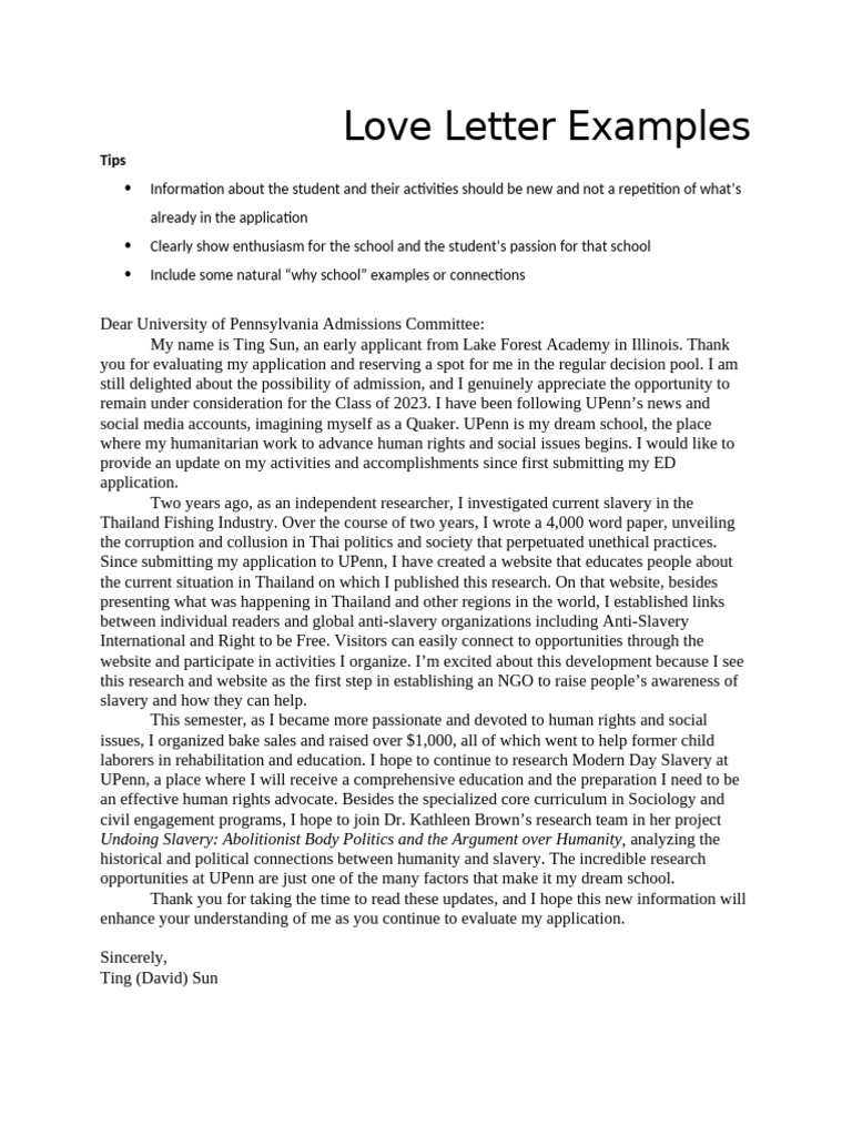 Love Letter Examples | PDF