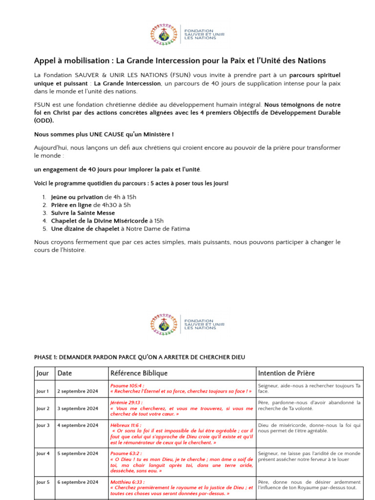 Programme Détaillé-La Grande Intercession-Fsun-Sept 24 | PDF