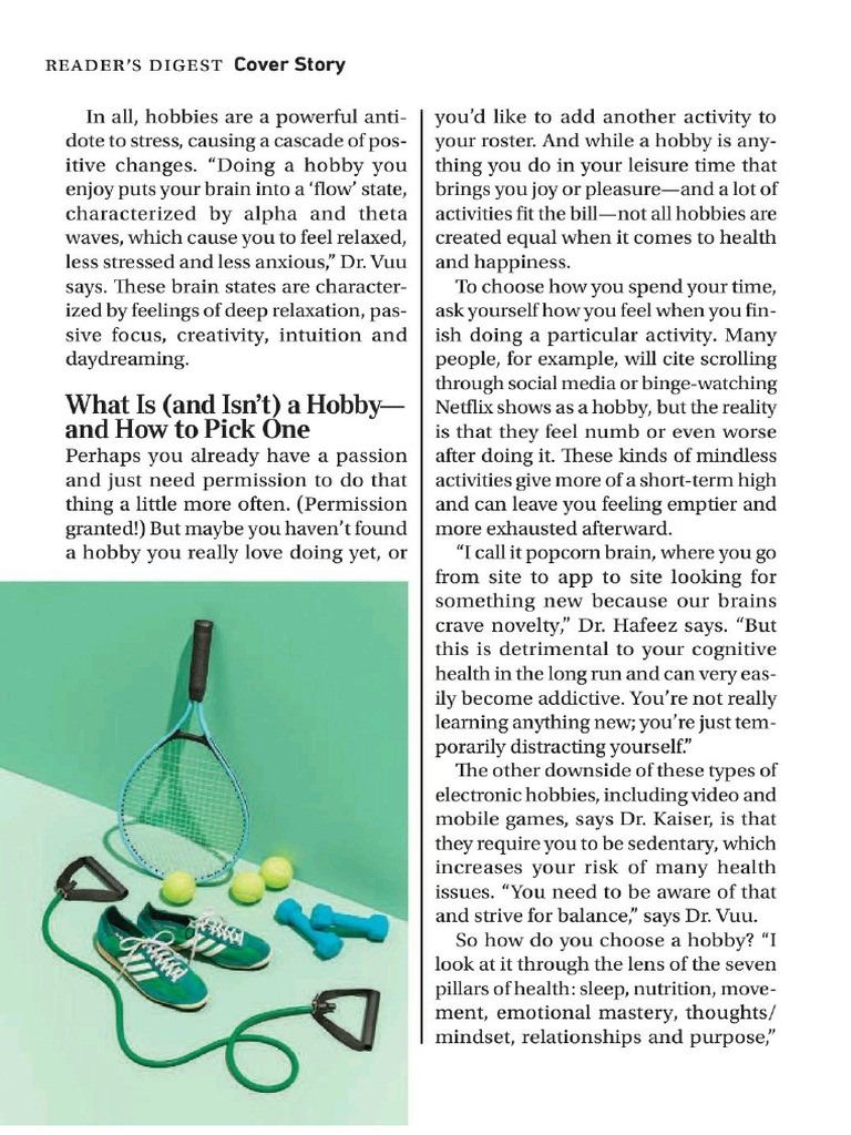 How Hobbies Help Us and Heal Us | PDF