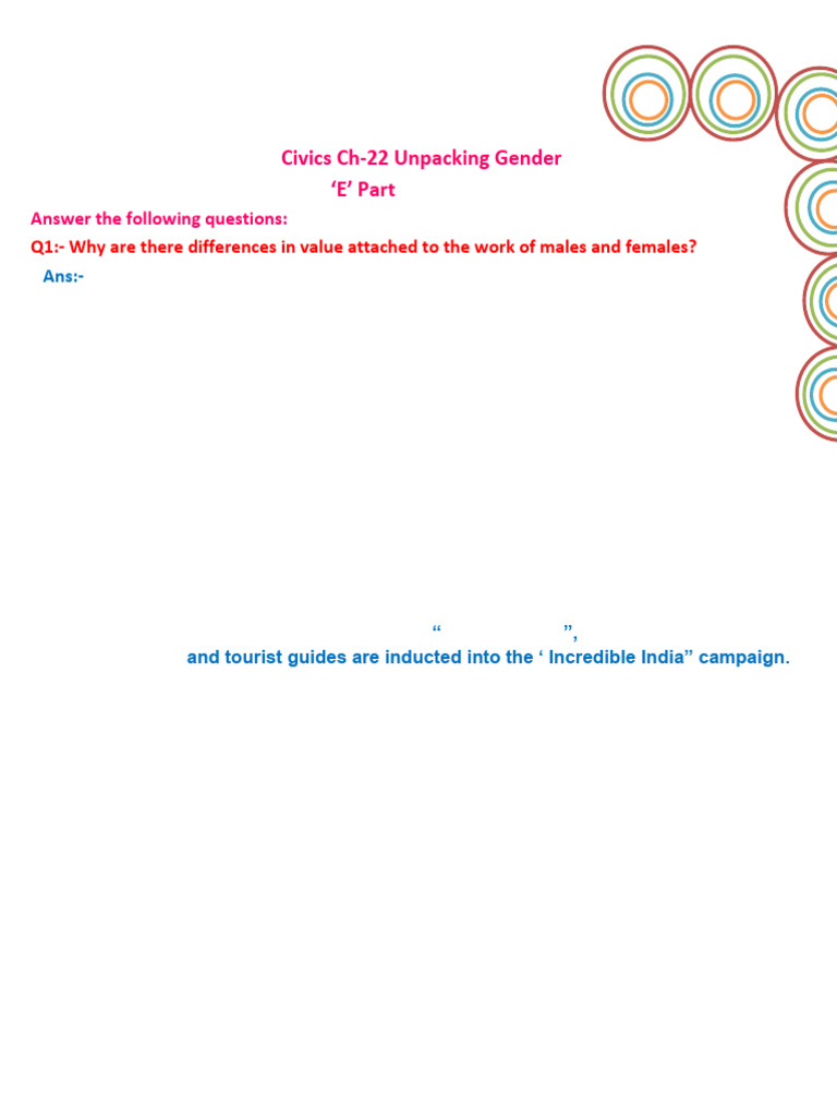 Civics Ch-22 Unpacking Gender E Part | PDF