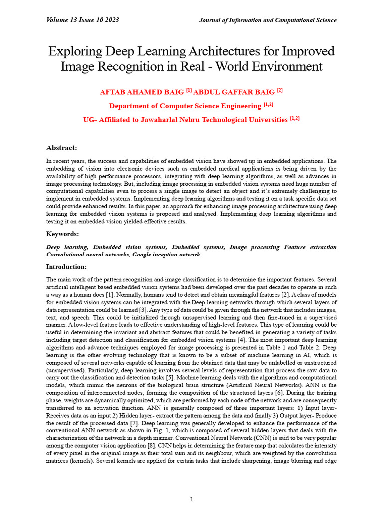 Exploring Deep Learning Architectures For Improved Image Recognition in ...