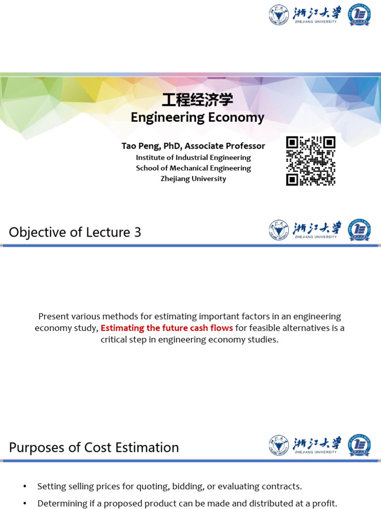 Engineering Economics - Cost Estimation | PDF