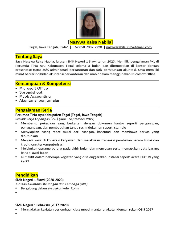 Contoh CV FIX | PDF