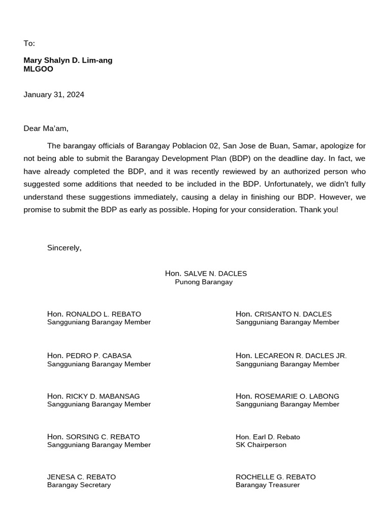 Apology Letter | PDF