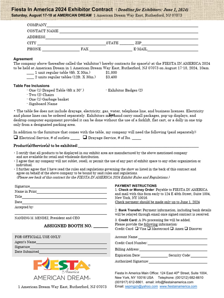 Exhibitor Contract - 2024 | PDF