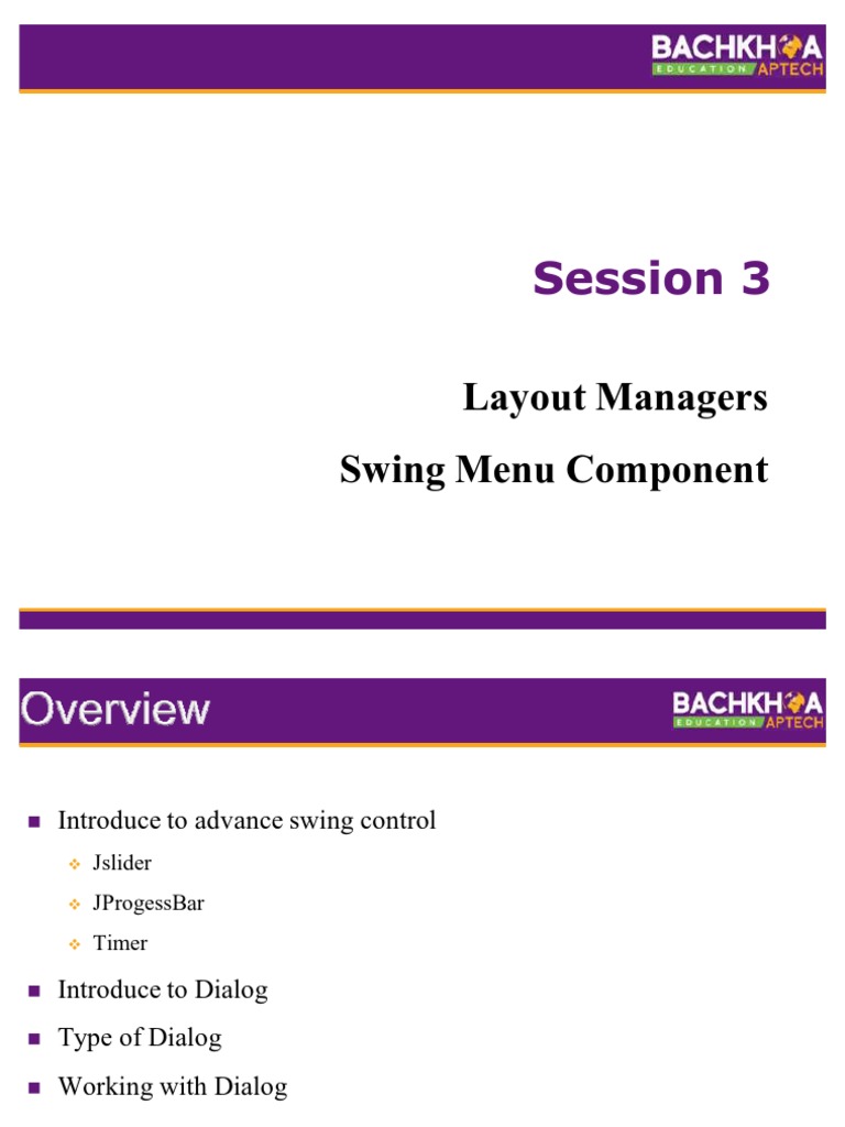 Session 3 Layout Manager And Swing Menu Component Pdf Java Programming Language