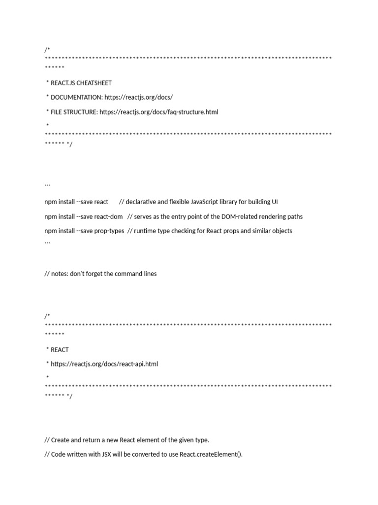 REACT Cheatsheets | PDF